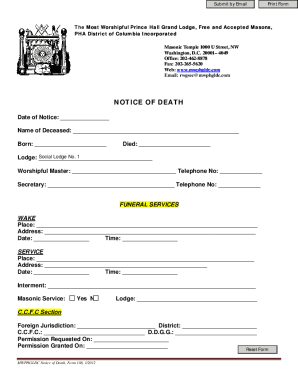 Fillable Online Notice of Death, Form 108. Notice of Death Fax Email ...