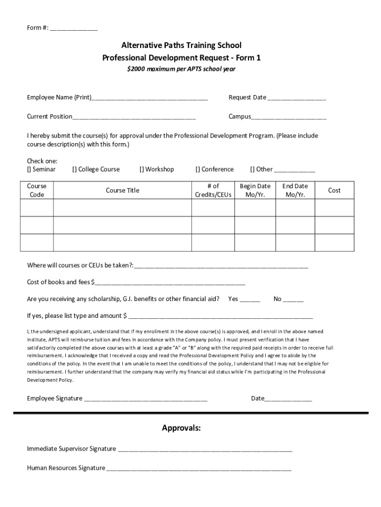 Fillable Online Professional Development Request Form 1Updated 2019 Fax Email Print - pdfFiller