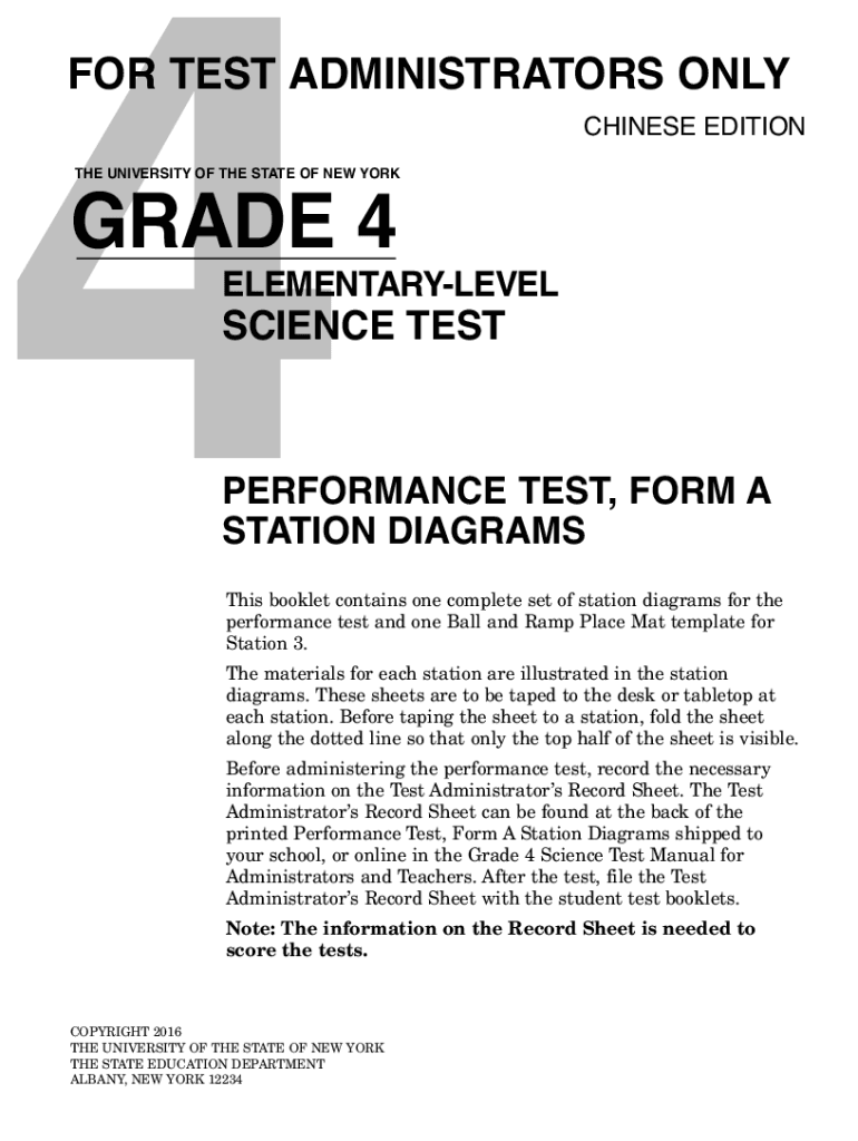 Fillable Online Grade 4 Elementary-Level Science Performance Test, Form ...