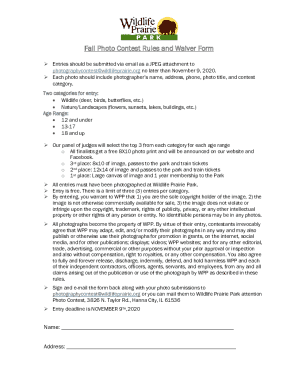 Fillable Online Fall Photo Contest Rules and Waiver Form Fax Email ...
