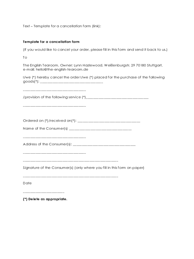 Fillable Online Sample Contract Cancellation Letter (with Template) Fax ...