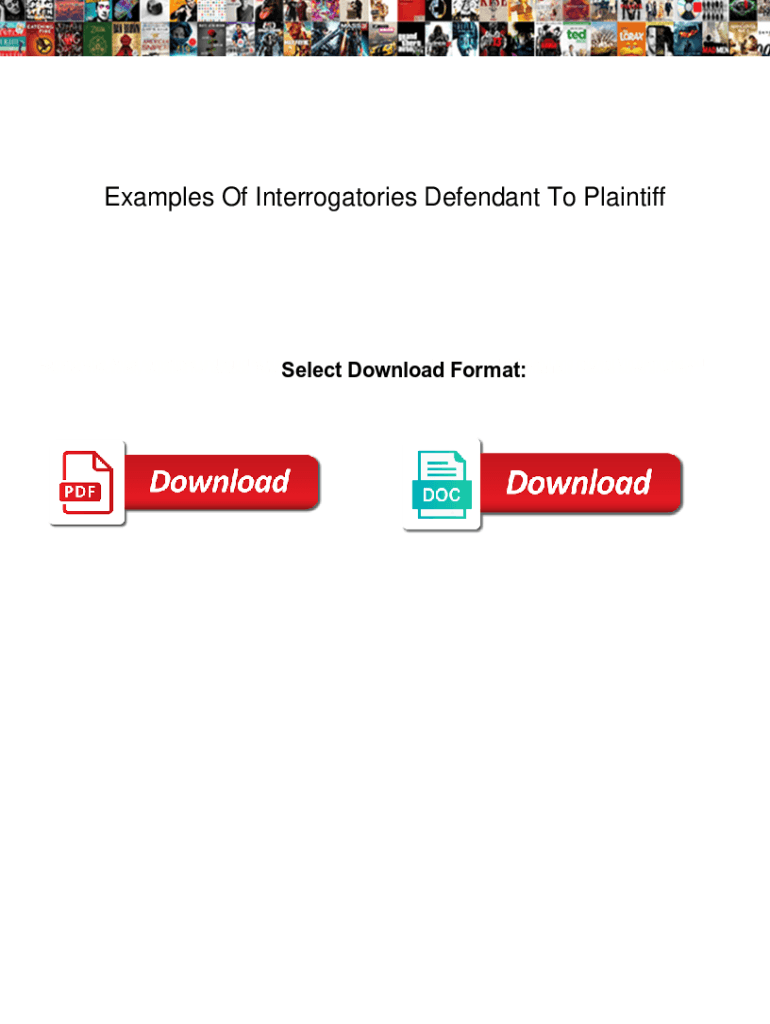 Fillable Online Examples Of Interrogatories Defendant To Plaintiff ...
