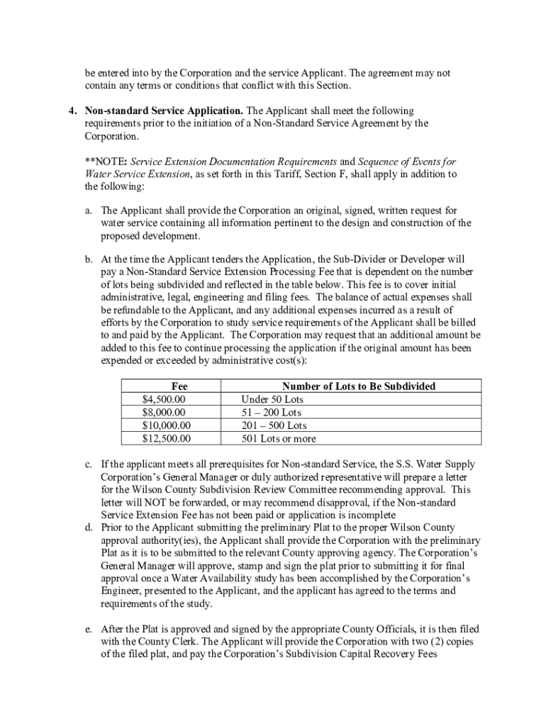Fillable Online SECTION F: SERVICE EXTENSION REQUEST AND DEVELOPER ...