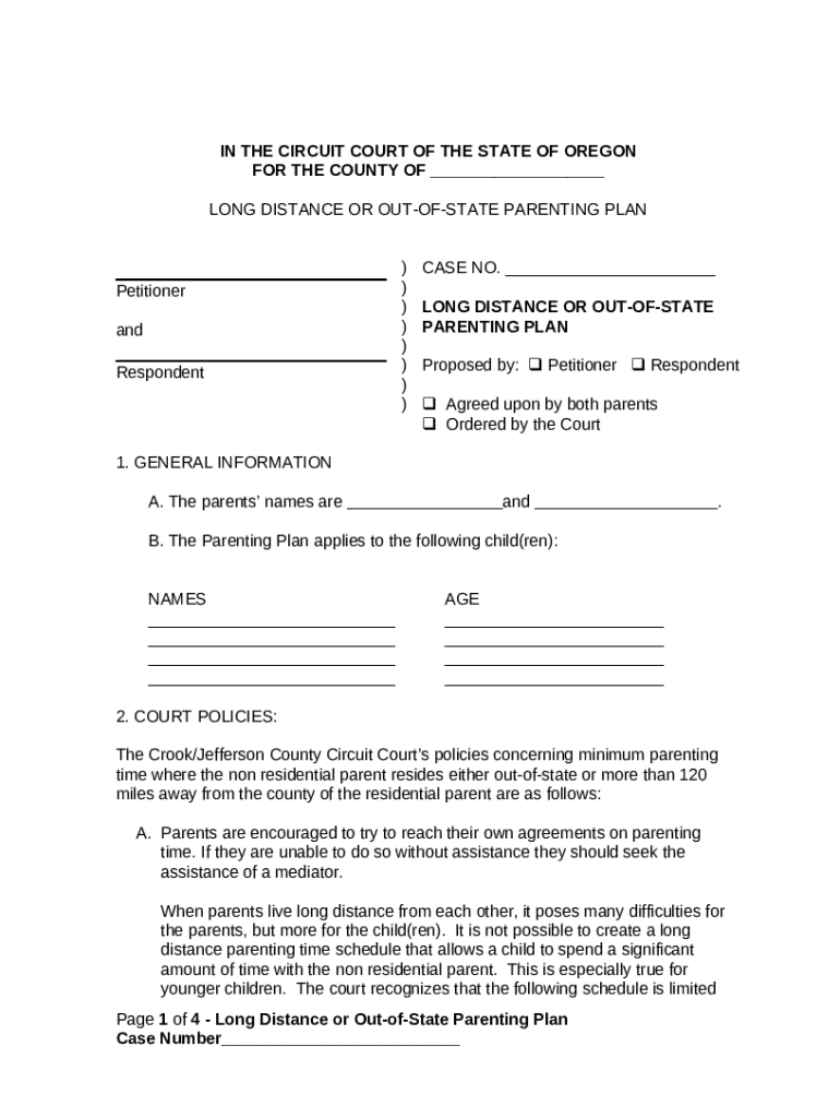Basic Parenting Plan Guide : Children & Families Doc Template | pdfFiller