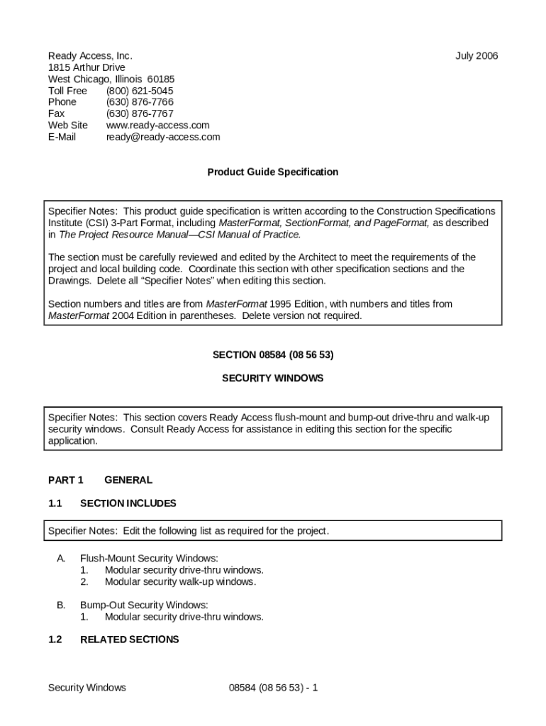 Security Windows. Guide Specification Doc Template | pdfFiller