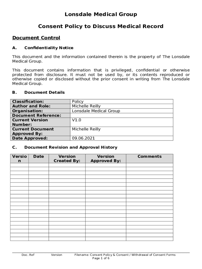Consent Policy and Consent / Withdrawal of Consent s Doc Template ...