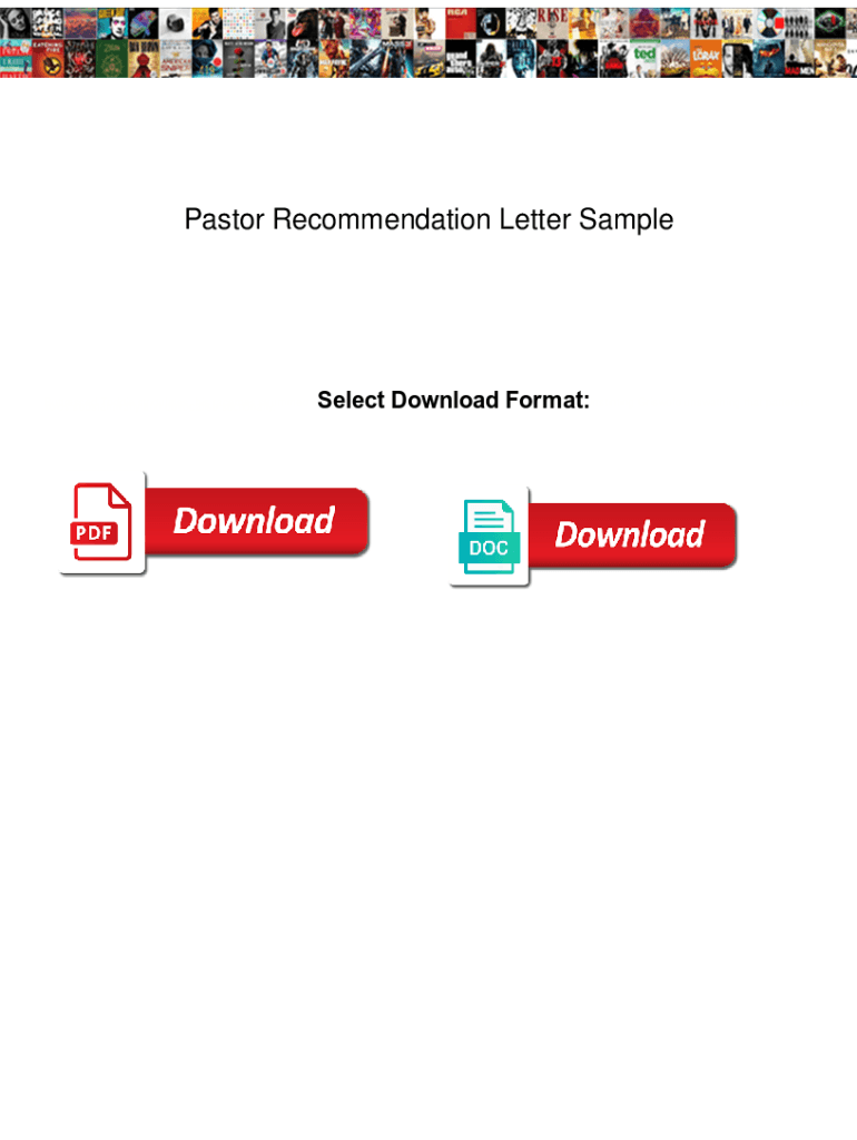 Fillable Online Pastor Recommendation Letter Sample. Pastor ...