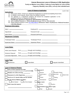 Fillable Online Human Resources Leave of Absence (LOA) Application Fax ...