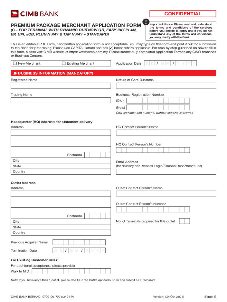 Fillable Online PDF premium package merchant application form - CIMB ...