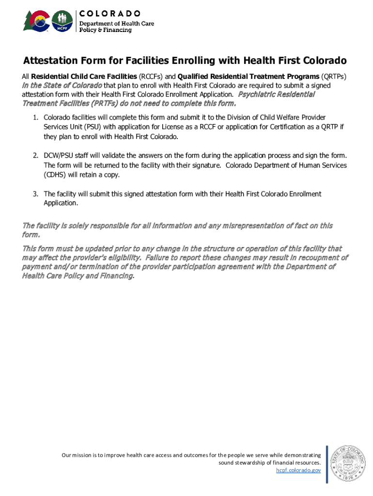 Fillable Online Attestation Form for Facilities Enrolling with Health ...