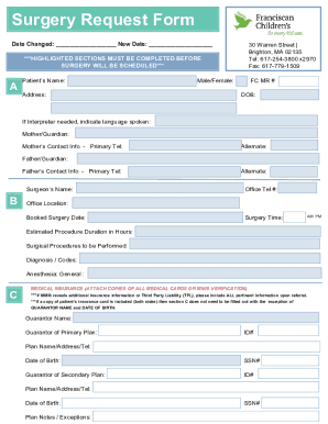Fillable Online Surgery Request Form - Franciscan Children's Fax Email ...