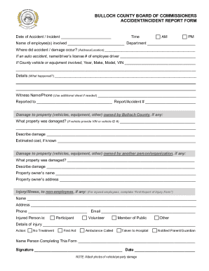 Fillable Online BEHAVIOR INCIDENT / ACCIDENT REPORT FORM Fax Email ...