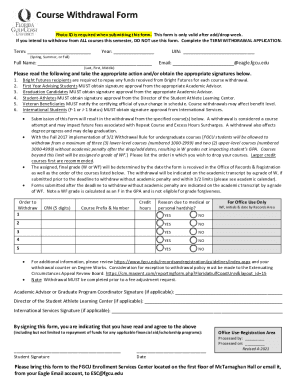 Fillable Online Course Withdrawal Form - Florida Gulf Coast University Fax Email Print - pdfFiller