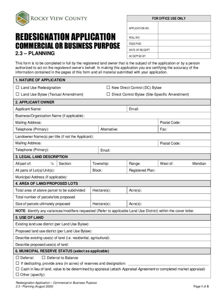 Fillable Online Redesignation Application 2.4 Residential - Rocky View ...