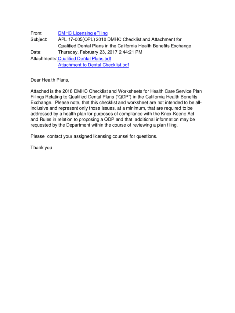 Fillable Online From: DMHC Licensing eFiling - California Department of ...