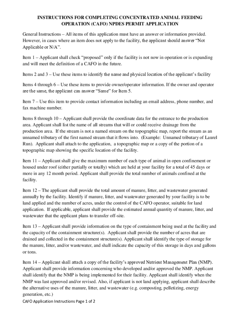 Fillable Online dep wv CAFO Permit Application Form Fax Email Print - pdfFiller