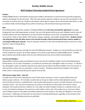 Fillable Online schools cms k12 nc BYOT & Digital Citizenship Student ...