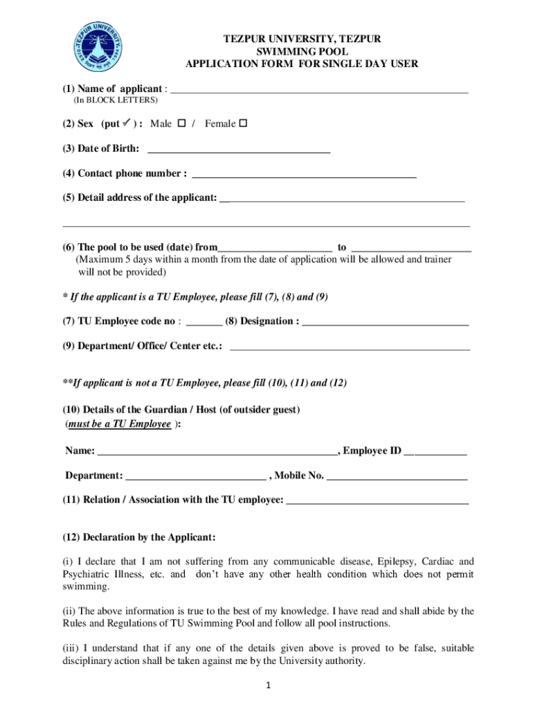 Fillable Online PDF Swimming-Pool-Membership-Form.pdf - Tezpur ...