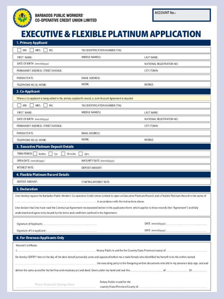 Fillable Online Executive Platinum and Flexible Platinum Application ...
