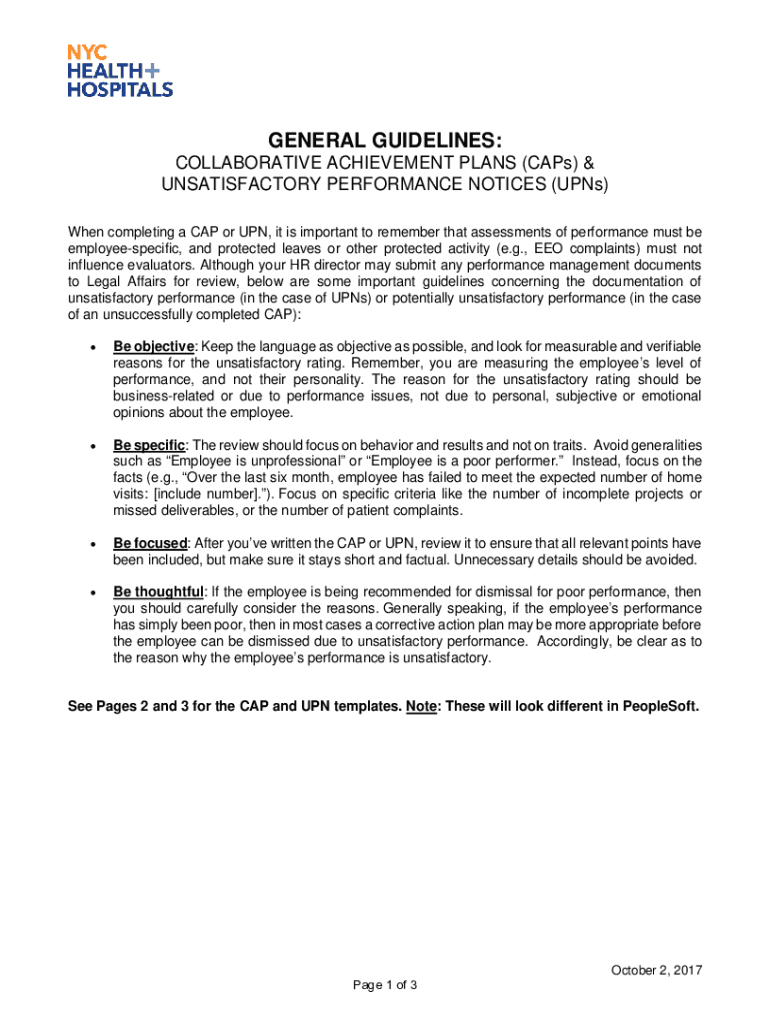 Fillable Online ess nychhc Unsatisfactory Performance Notice (UPN ...