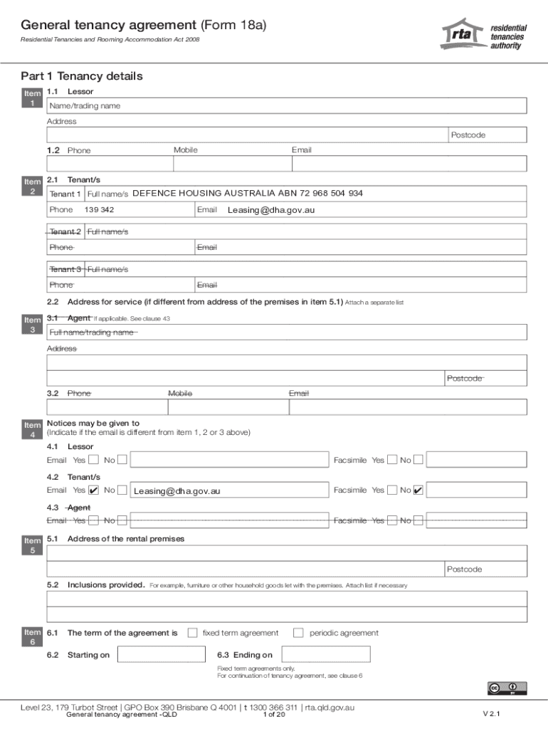 Fillable Online 2019-2021 AU RTA Form 18a Fill Online, Printable ...
