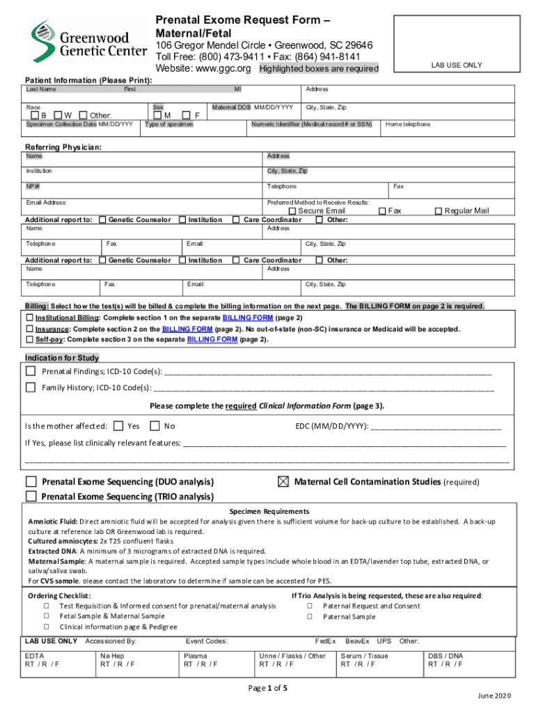 Fillable Online Fillable Online Biochemical Genetic Request Form ...