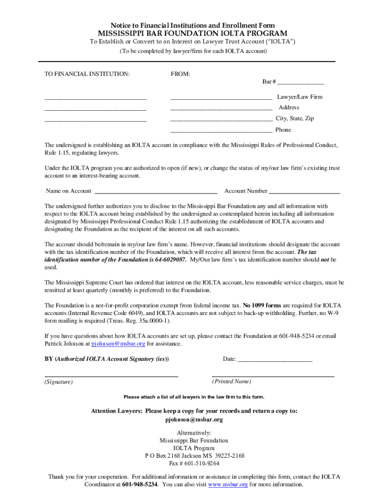 Fillable Online Notice to Financial Institutions and Enrollment Form ...