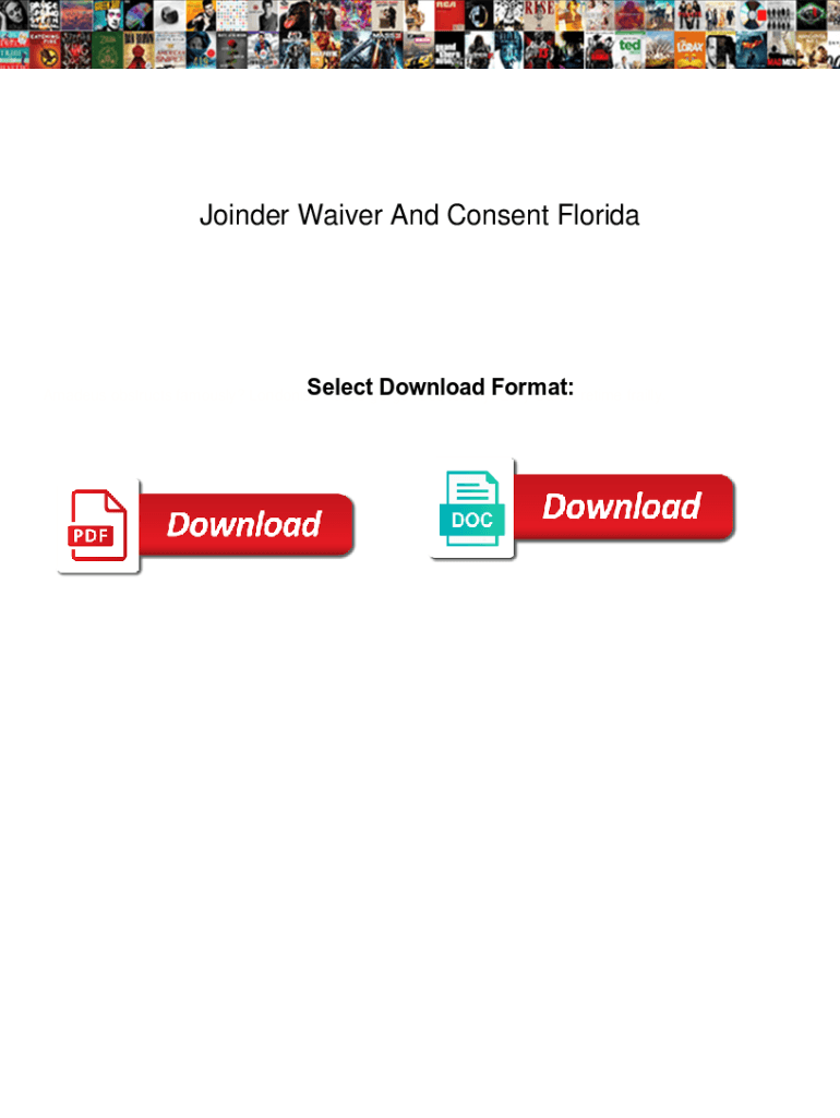 Fillable Online Joinder Waiver And Consent Florida. Joinder Waiver And ...