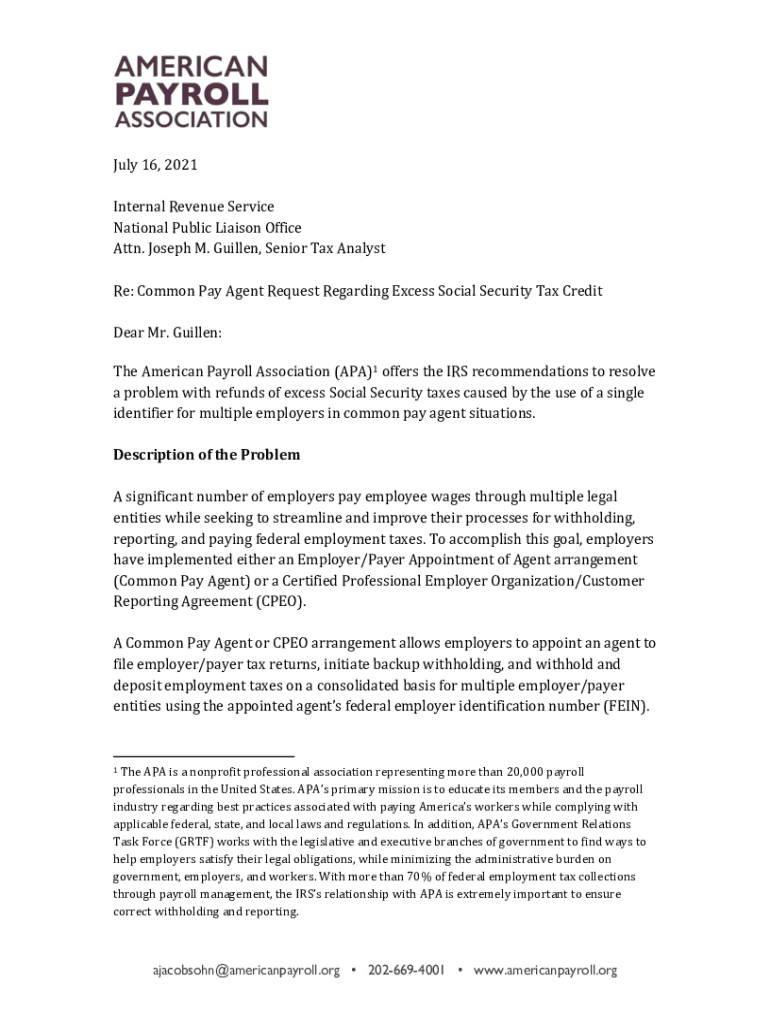 Fillable Online www.americanpayroll.org21g26-PayAgentJuly 16, 2021 ...