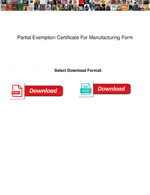 Fillable Online Partial Exemption Certificate For Manufacturing Form. Partial Exemption ...