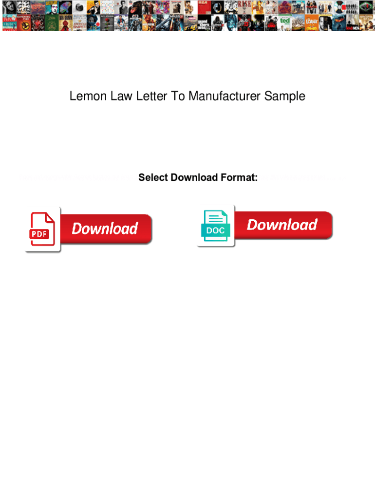 Fillable Online Lemon Law Letter To Manufacturer Sample. Lemon Law ...