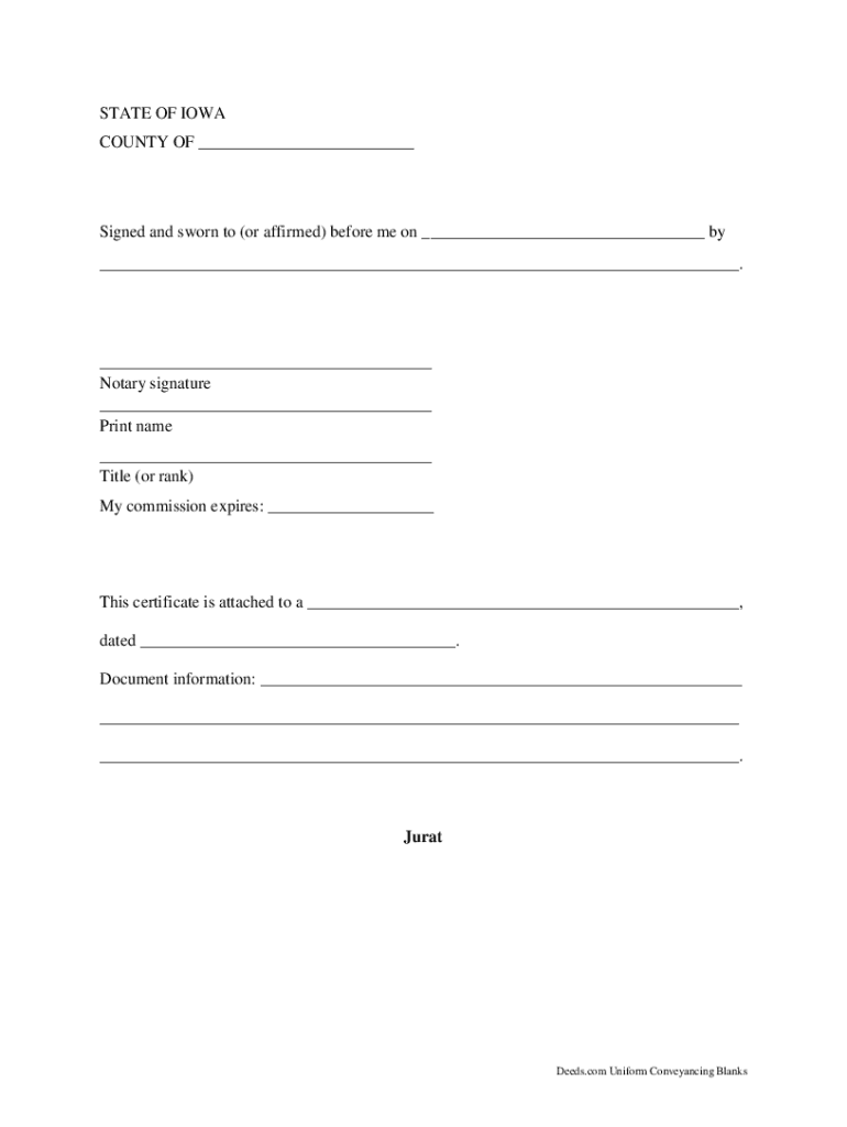 Fillable Online STATE OF IOWA COUNTY OF Signed and sworn to (or ...