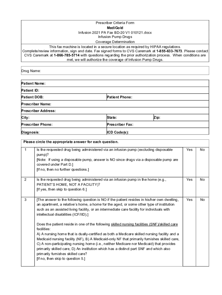 Fillable Online Prescriber Criteria Form MediGold Hospice 2021 PA Fax ...
