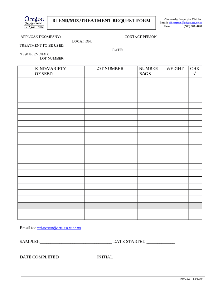 Seed Treatment, Blend, Fumigation (2004) Doc Template | pdfFiller