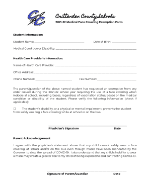 Fillable Online Student Mask Exemption and Medical Certification Form ...