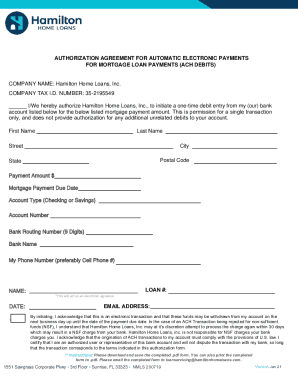 Fillable Online Mortgage Automatic Payment (ACH) Authorization Form Fax ...