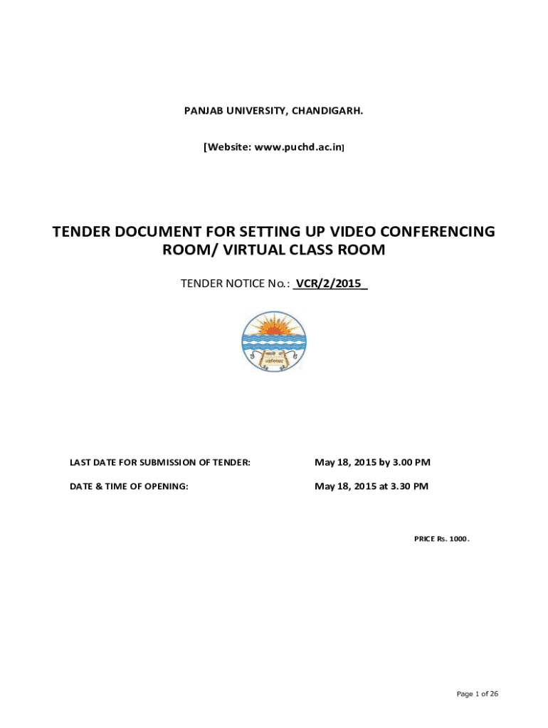 Fillable Online TENDER DOCUMENT FOR SETTING UP VIDEO CONFERENCING ROOM ... Fax Email Print ...