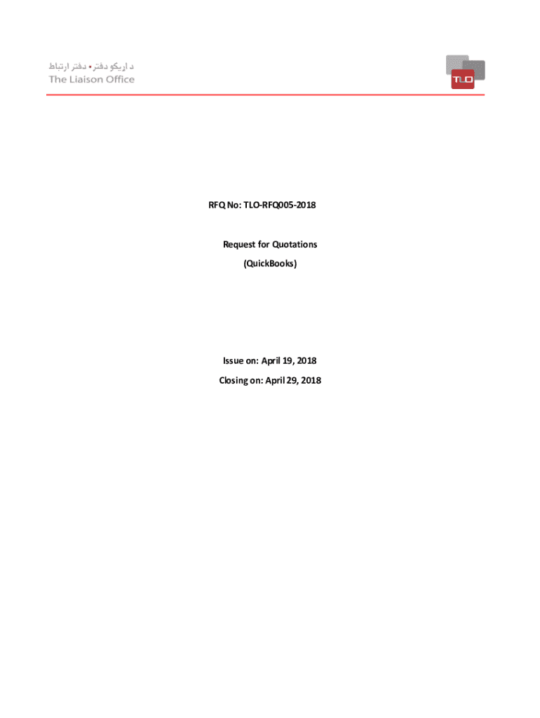 Fillable Online RFQ No: TLO-RFQ005-2018 Request for Quotations ...