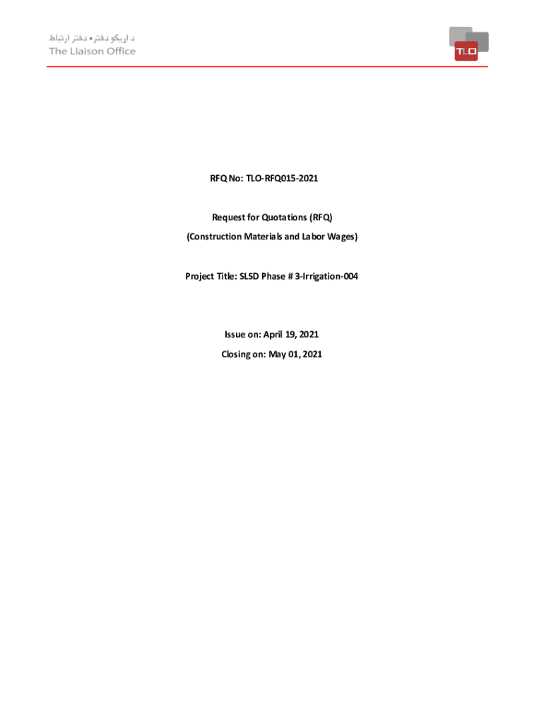 Fillable Online RFQ No: TLO-RFQ015-2021 Request for Quotations ...