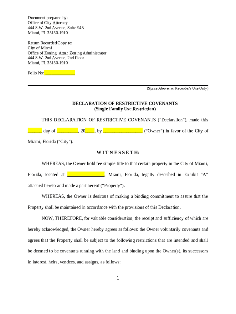 DOC RELEASE OF UNITY OF TITLE - City of Miami Doc Template | pdfFiller