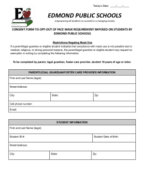 Fillable Online north edmondschools Mask Opt Out Form Fax Email Print ...