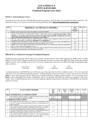 Fillable Online jfs ohio ATTACHMENT E RFP#: R-89-09-8004 Technical Proposal Score Sheet Fax ...