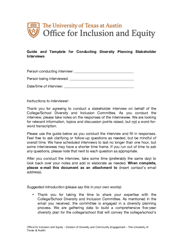 Fillable Online Guide and Template for Conducting Diversity Planning ...