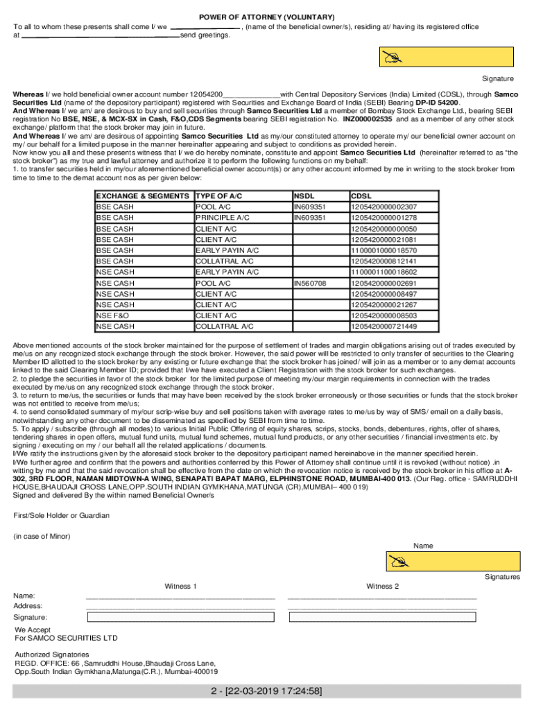 Fillable Online REVOCABLE POWER OF ATTORNEY - Touch Broking Fax Email ...