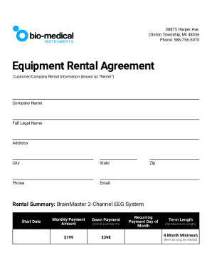 Fillable Online Equipment Rental Agreement - Bio-Medical Fax Email ...