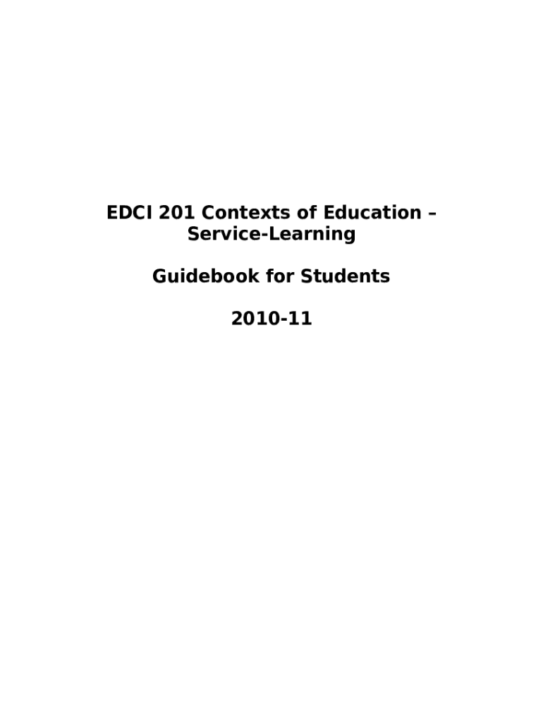 EDCI 201 Contexts of Education Service-Learning Guidebook for ... Doc ...
