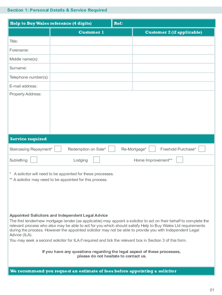 Fillable Online Help to Buy - Post Completion Instruction Form. Form ...