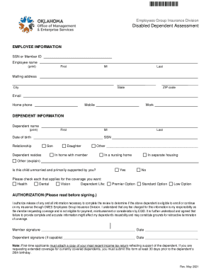 Fillable Online Disabled Dependent Assessment. Disabled Dependent ...