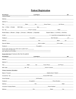 Fillable Online Patient paper registration form Fax Email Print - pdfFiller