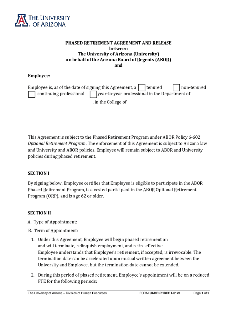 Fillable Online PHASED RETIREMENT AGREEMENT AND RELEASE between The ...